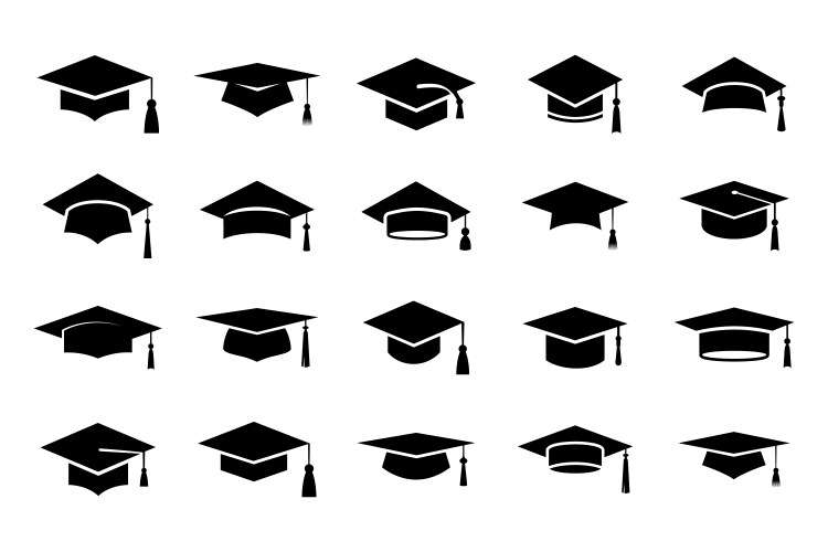 Academic graduation cap icon set Royalty Free Vector Image