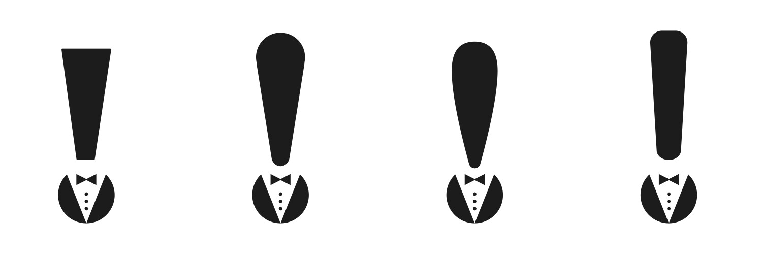 Black exclamation mark with flying chunks Vector Image