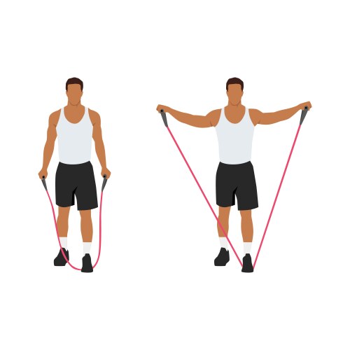 Resistance band lateral raises side Royalty Free Vector