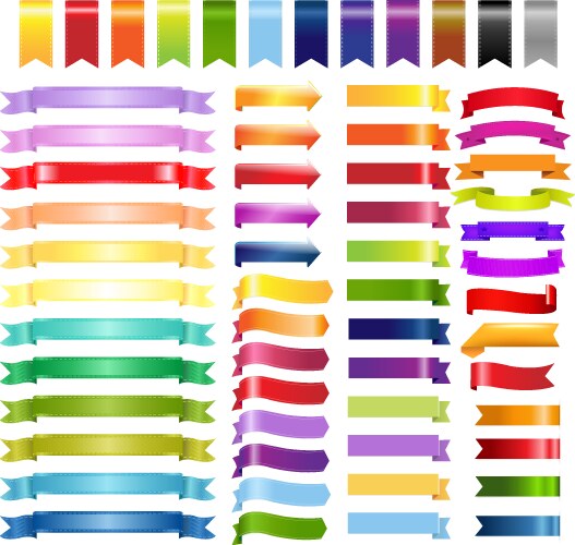 Different types decoration color ribbon set Vector Image