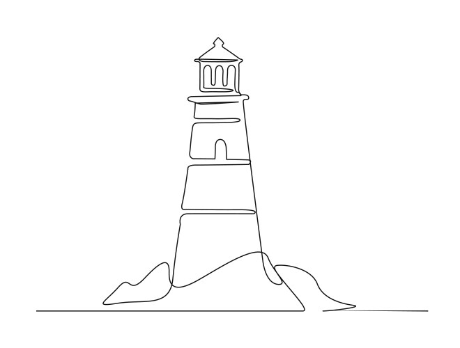 Continuous one line drawing of lighthouse tower Vector Image