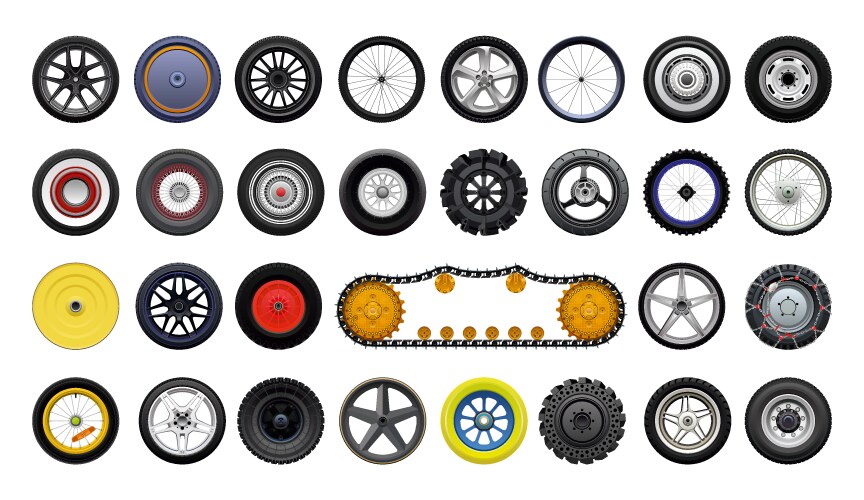 Truck wheels set Royalty Free Vector Image - VectorStock