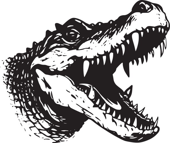 Alligator - black and white Royalty Free Vector Image