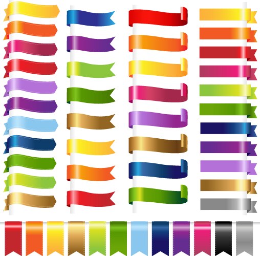 Colorful ribbons set Royalty Free Vector Image