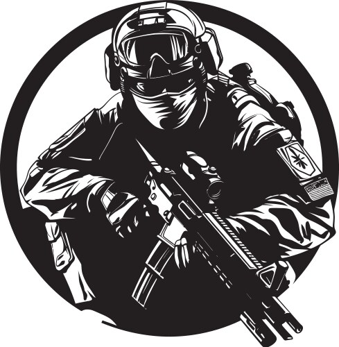 Combat weaponry icon black design tactical Vector Image
