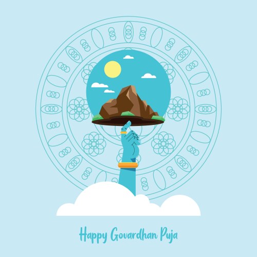 Hindu god krishna and govardhan mountain Vector Image