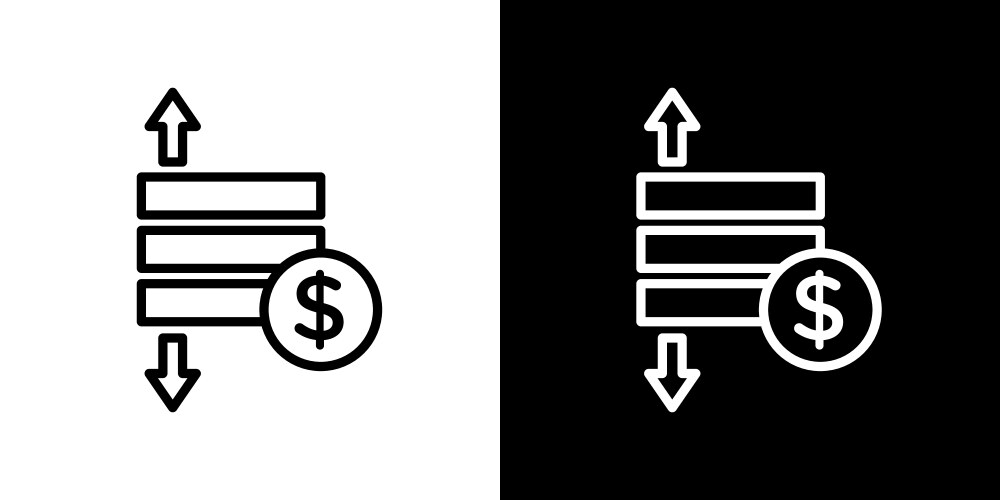 Operating profit loss icon set on white background