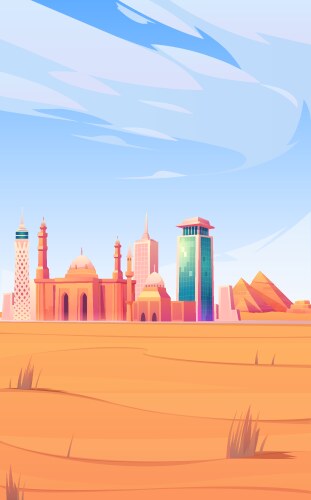 Egypt landmarks cartoon banner cairo buildings Vector Image