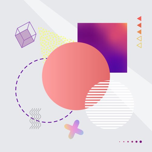 Circle label and abstract shapes Royalty Free Vector Image