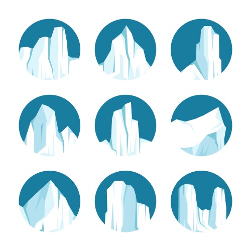 Floating icebergs collection drifting arctic Vector Image