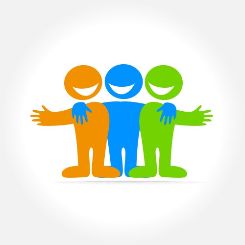 Original friendship logo template with three cups Vector Image