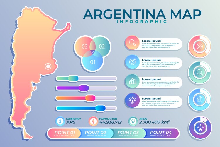 Gradient argentina map infographic Royalty Free Vector Image