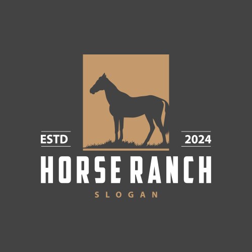 Horse logo simple ranch template western Vector Image