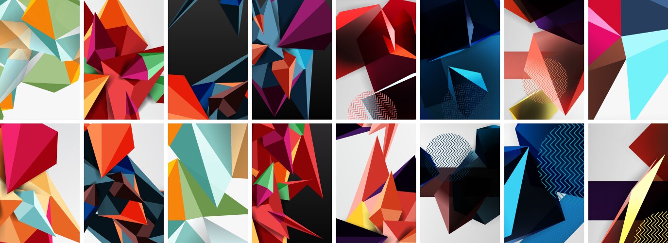 Set of low poly triangles poster geometric Vector Image