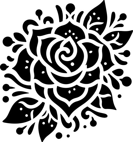 A simple rose mandala design silhouette Royalty Free Vector