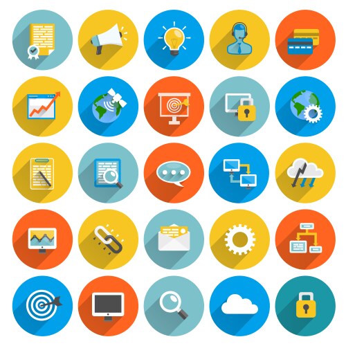 Business round icons Royalty Free Vector Image