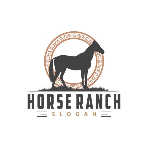 Horse logo simple ranch template western Vector Image