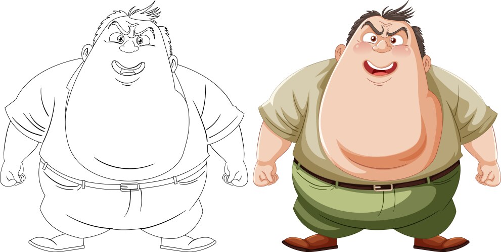 Two-stage transformation of a man getting fit Vector Image