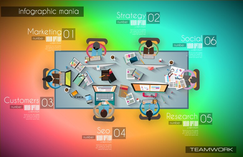 Ideal workspace for teamwork infographic Vector Image