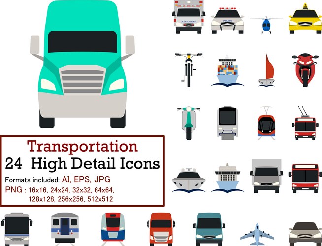 Transportation icon set Royalty Free Vector Image