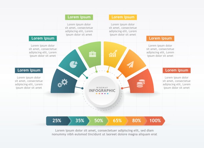 Infographic 6 steps pyramid diagram with topics Vector Image