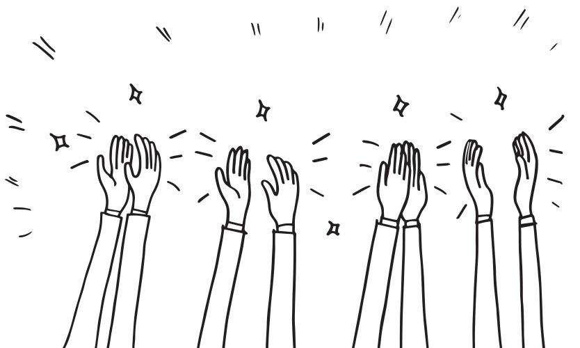 Doodle hands up clapping applause Royalty Free Vector Image