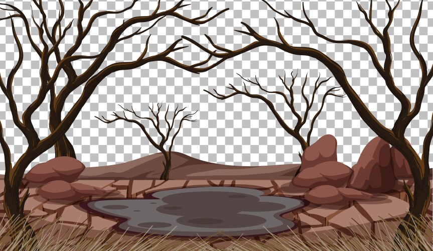 Cartoon color dry land scene concept Royalty Free Vector