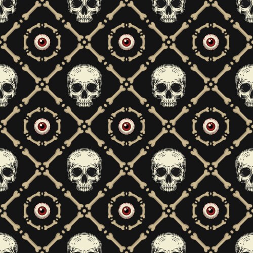 Geometric halloween pattern with bones skull Vector Image