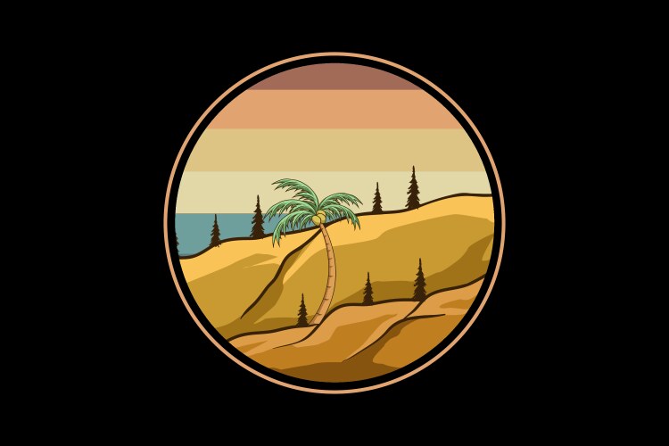 Nature mountain retro vintage landscape design Vector Image