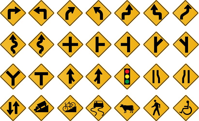 Hazard warning signs caution icons Royalty Free Vector Image