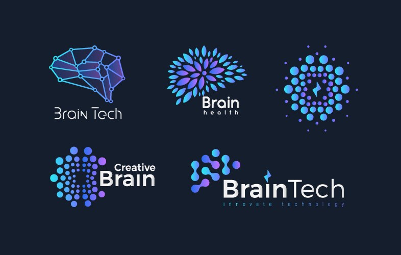 Neural network logo human brain emblem Royalty Free Vector