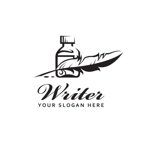 Feather with ink lettering Royalty Free Vector Image