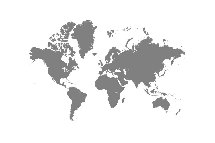 Grey blank world map Royalty Free Vector Image