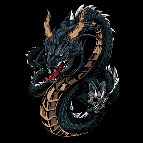 Shogun dragon mask mascot cartoon Royalty Free Vector Image