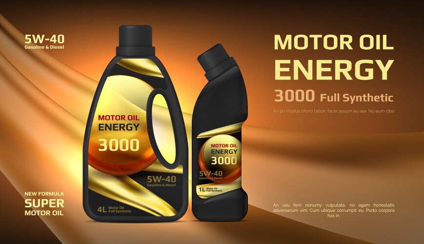 Engine oil advertisement background Royalty Free Vector