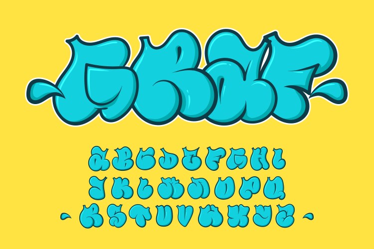 Pop alphabet graffiti text letters Royalty Free Vector Image
