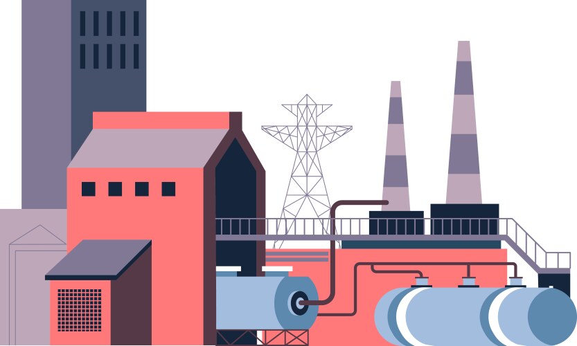 Industrial factory power plant Royalty Free Vector Image