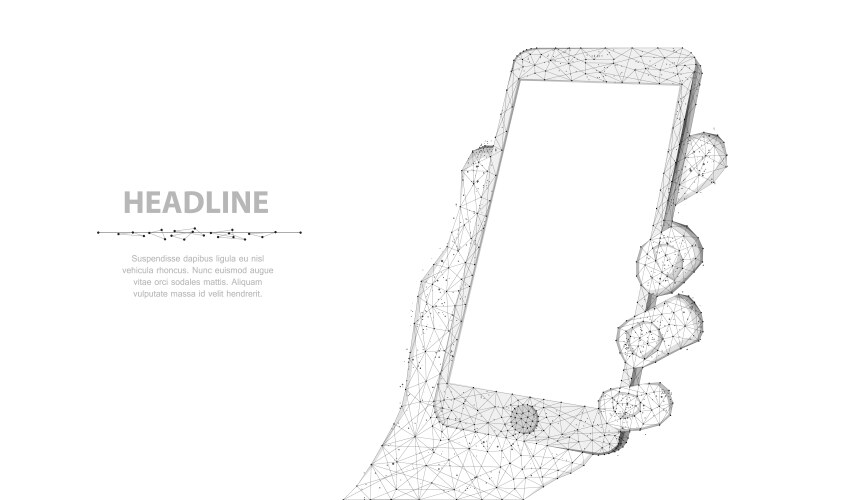 Mobile phone abstract polygonal wireframe closeup Vector Image