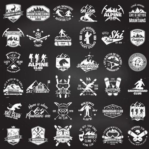 Ski and snowboard club emblem Royalty Free Vector Image