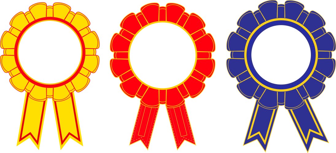 Ribbon award pennants with gold centre set Vector Image