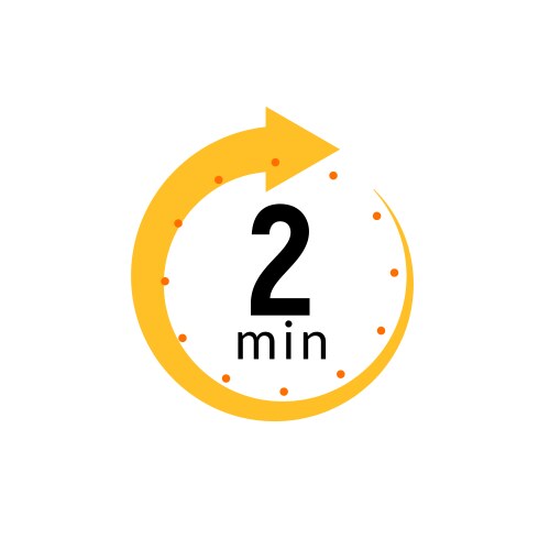 Two minutes clock symbol 2 minute icon Royalty Free Vector
