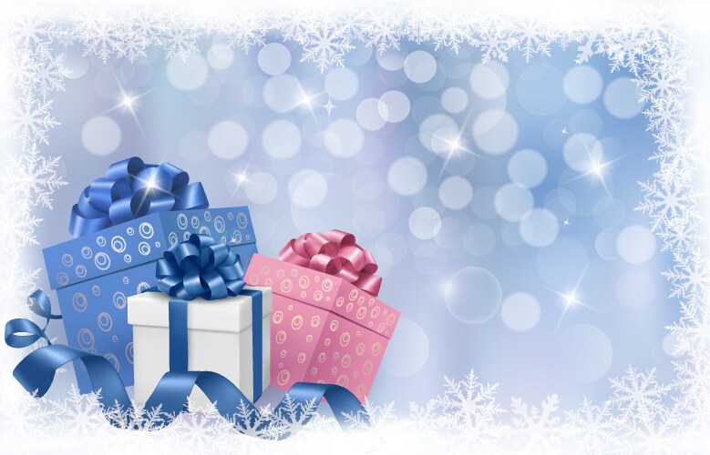 Holiday gift cards with blue ribbon Royalty Free Vector