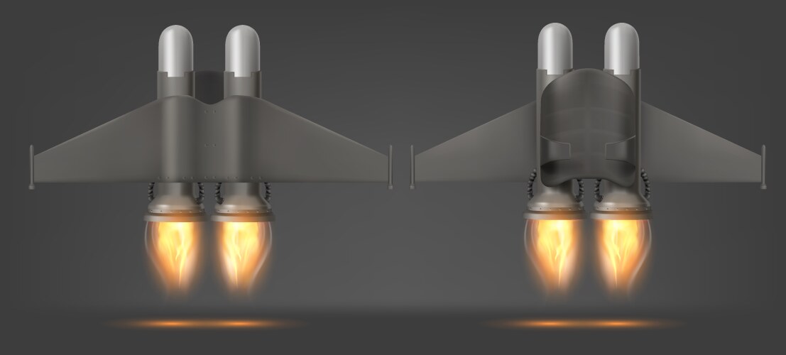 Jetpack with fire top and bottom view isolated Vector Image