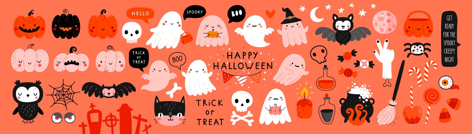 Halloween ghost spooky funny pumpkin cute Vector Image