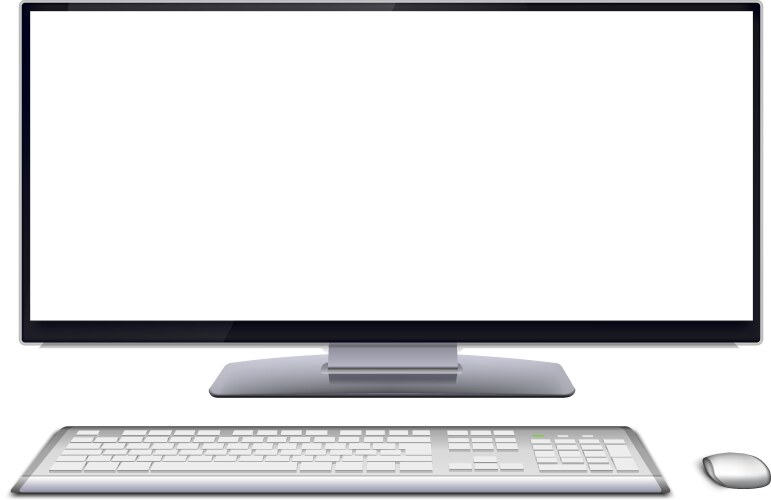 Modern monitor with keyboard and computer mouse Vector Image