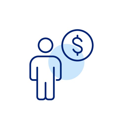Person standing and dollar sign financial Vector Image