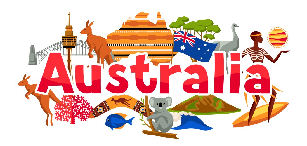 Australia map design australian traditional Vector Image