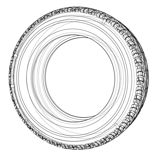 Tire drawing outline cartoon line engraving Vector Image