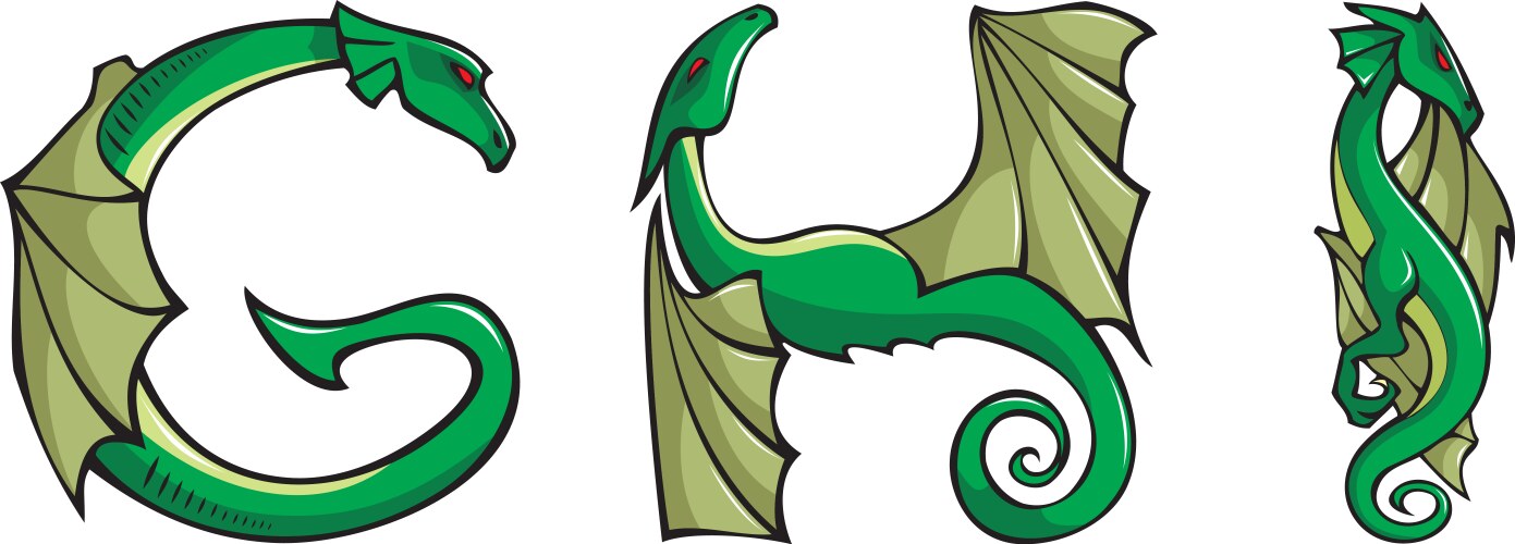 Dragons alphabet pqr Royalty Free Vector Image