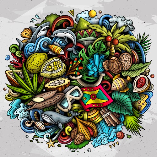 Grenada cartoon doodle funny local design Vector Image
